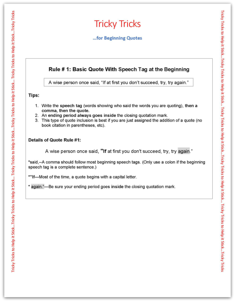 Teaching Beginning Quotation Use (Tricky Trick Download Included ...